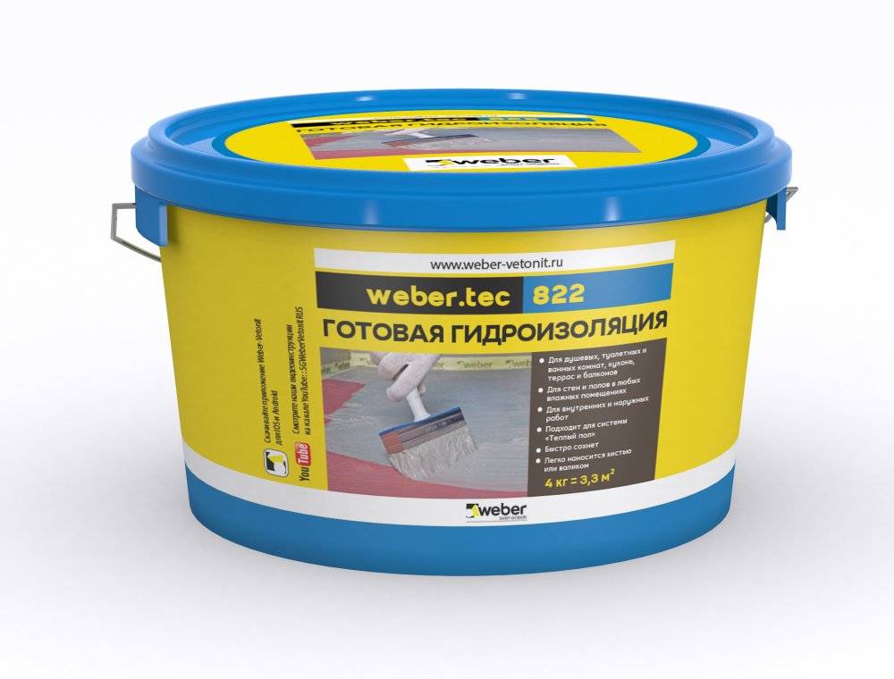 WEBER TEC 822 мастика полимерная для гидроизоляции, 8кг