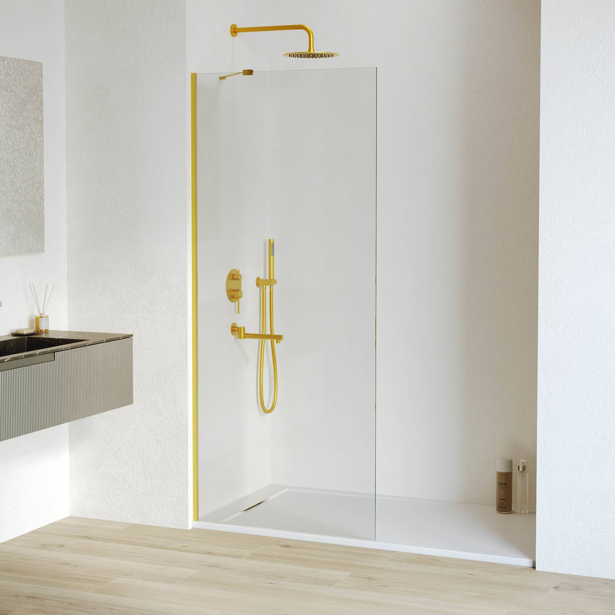 Душевая перегородка RGW Walk In 351011010-16 профиль Золотой, стекло ...