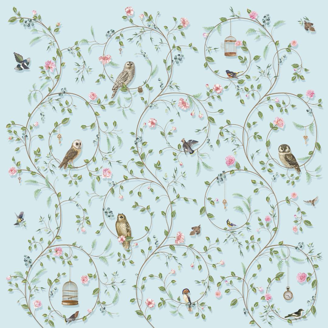 Бесшовные Eco обои Ortograf Chinoiserie 33952 Avifauna blue Шампань OE-G