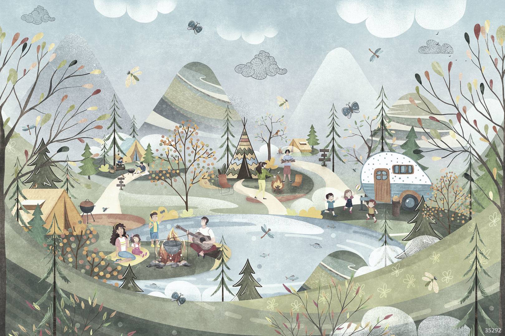 Фреска Ortograf Adventure 35292 Летние каникулы Флорентина FF, флизелин