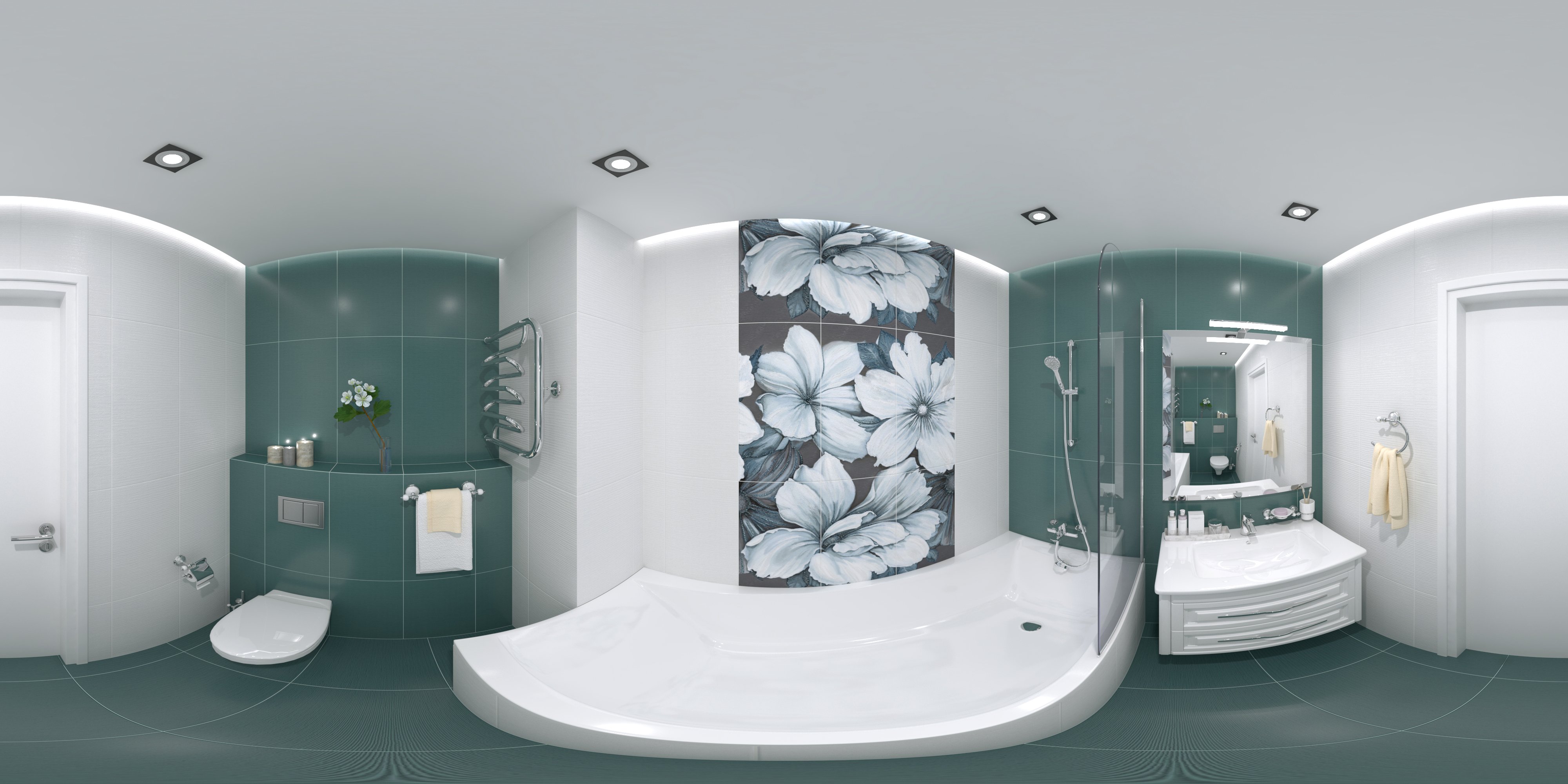 Дизайн-проект из плитки и керамогранита Azori Devore Indigo - интернет-магазин Отделкино City