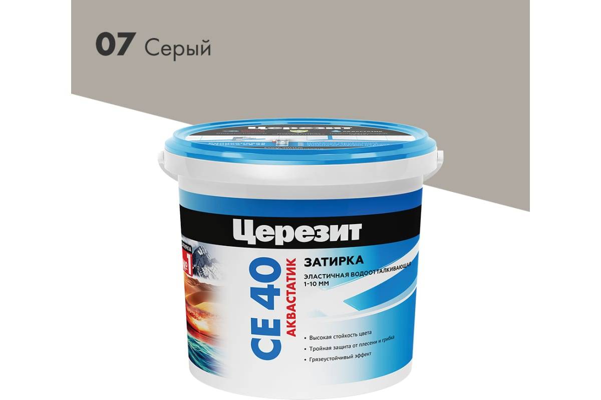 Затирка Ceresit CE 40 Aquastatic водоотталкивающая 07 Серый 1 кг ...