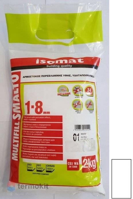 ЗАТИРКА ISOMAT MULTIFILL SMALTO 1-8 БЕЛЫЙ 2 кг - купить за 1157 руб. в Москве в интернет ...
